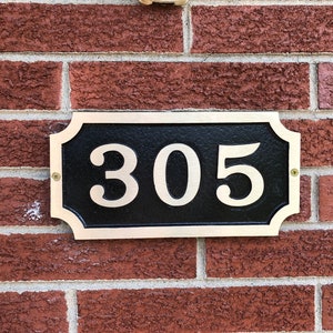 Custom House Number Sign Traditional Solid Brass Horizontal | Etsy