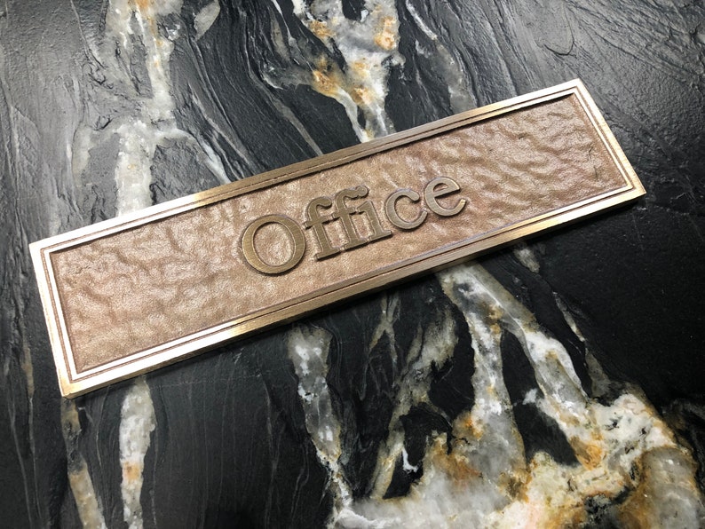 Brass Office Door Sign: Contemporary Style, Solid Metal, (9 5/8" X 2 3/ ...