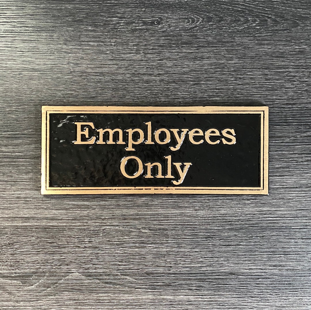 Employees Only: Door or Wall Sign, Contemporary Series Vintage Brass ...