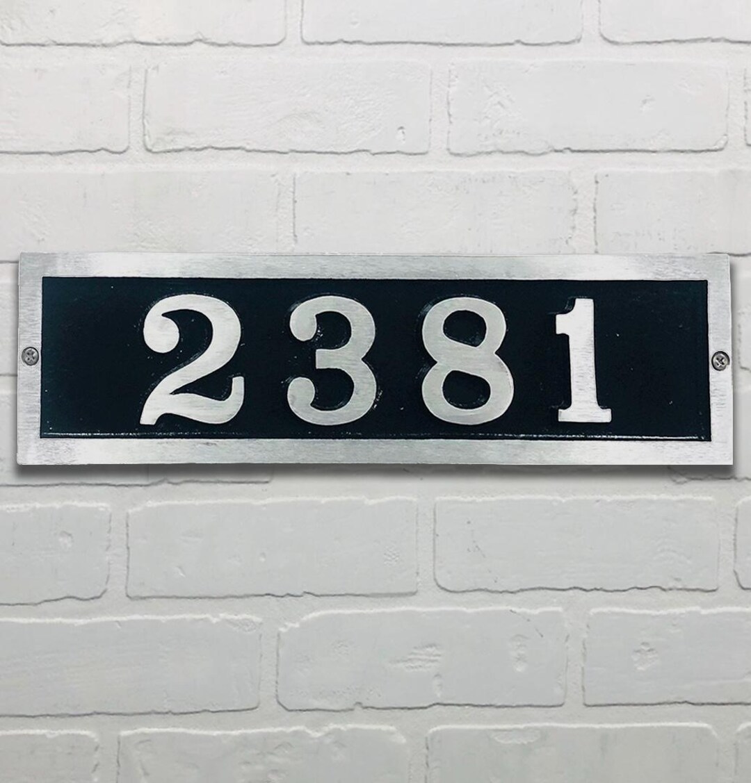 Custom Aluminum House Number Plaque: Traditional Horizontal Address ...