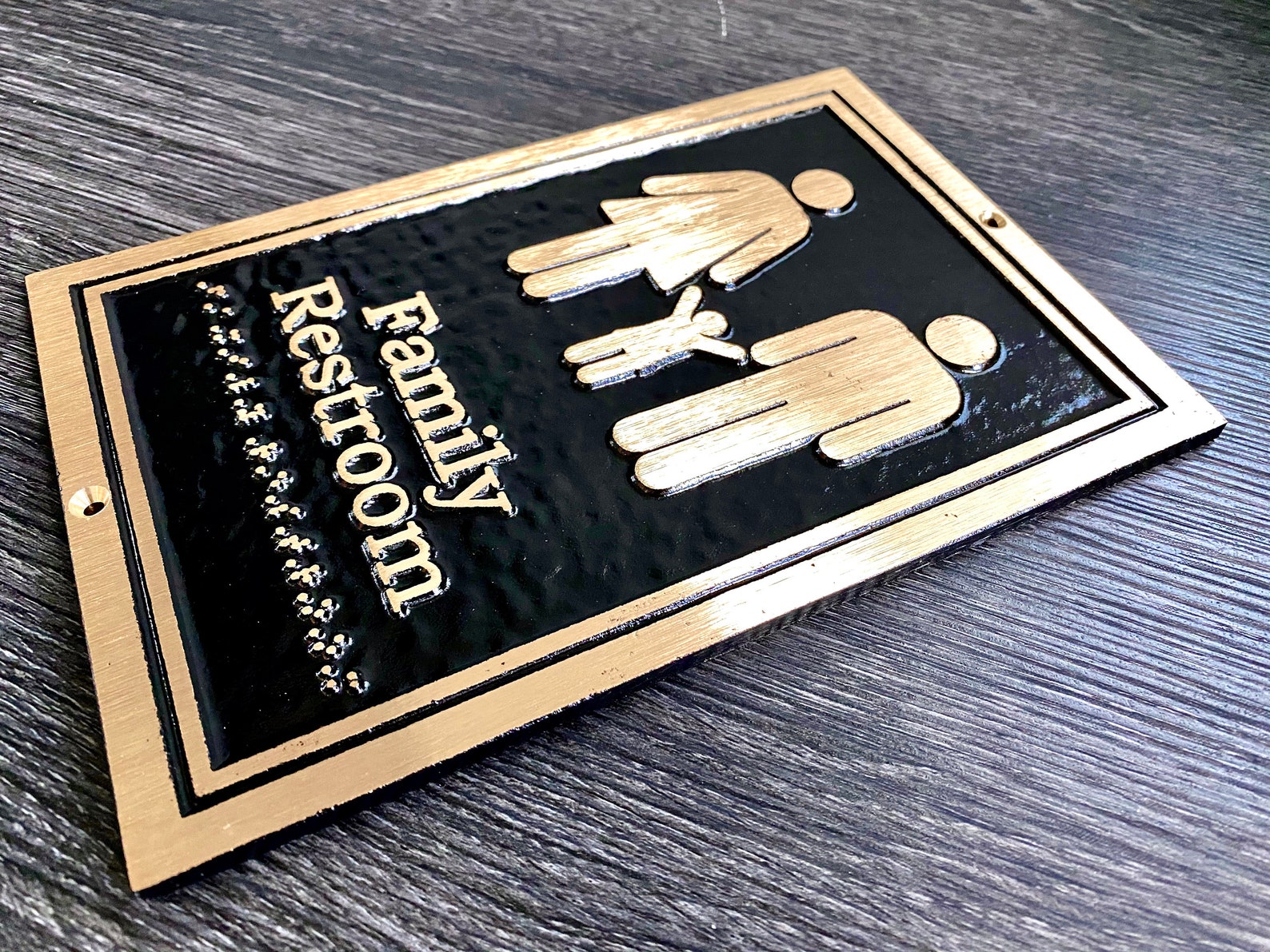 Family Restroom: Door or Wall Sign Contemporary Series Brass - Etsy