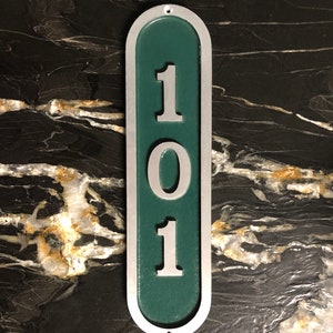 Custom House Number Sign:traditional, Vertical, Aluminum Arch With Bold ...