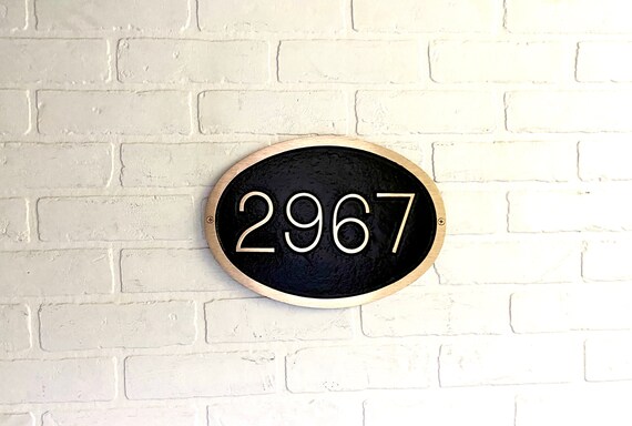 Custom House Number Sign: Traditional Horizontal Large Brass - Etsy