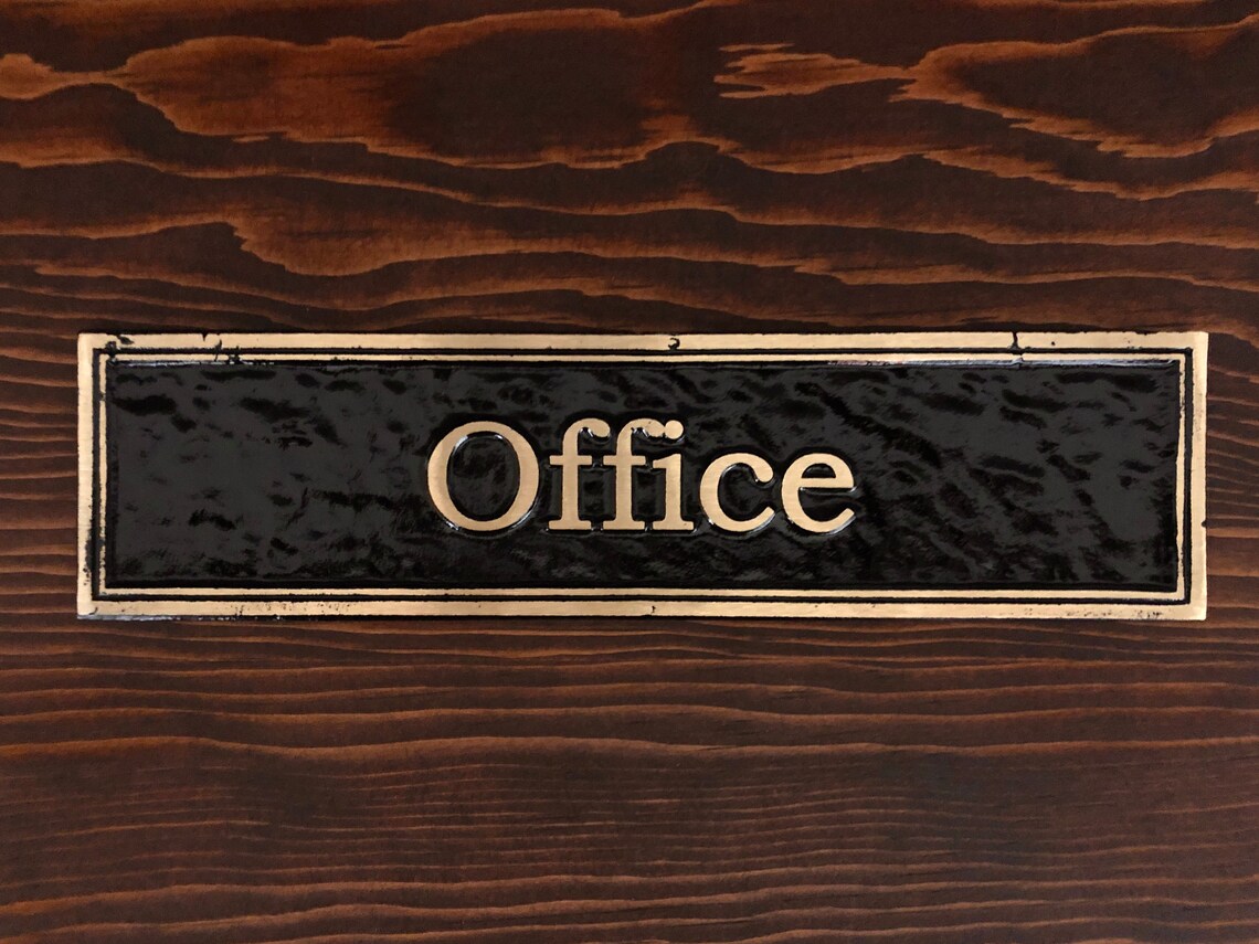 Office: Door or Wall Sign Contemporary Series Vintage Brass | Etsy