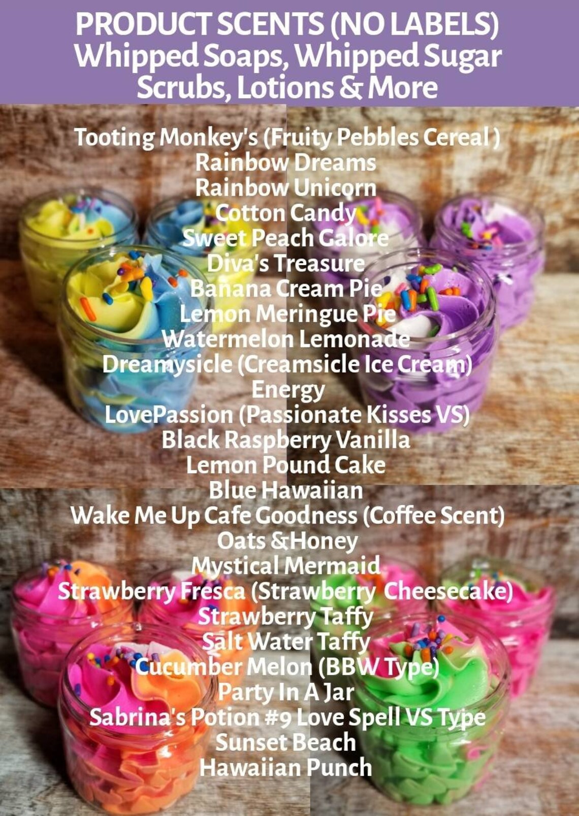 Wholesale 8 Oz Whipped Soaps 12 Total & 12 Whipped Sugar Scrubs Design ...