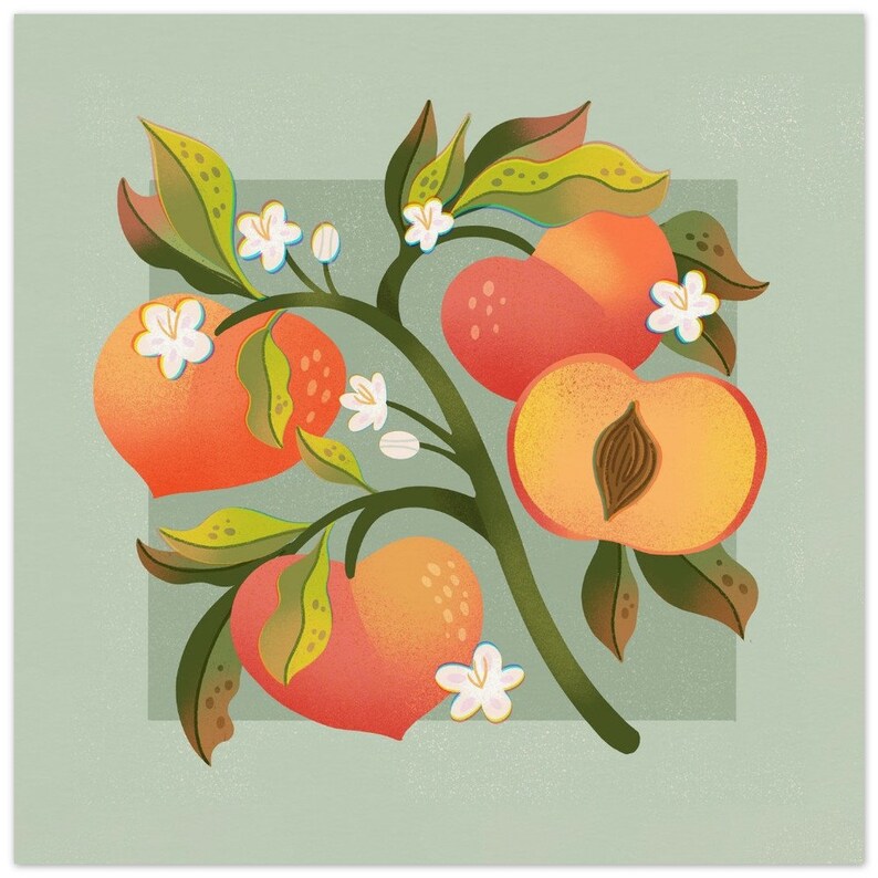 Peachy Peaches Art Print - Etsy