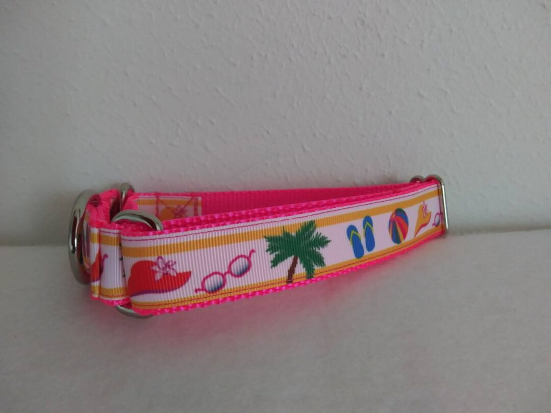 Beach Scene Dog Collars, Adjustable Martingale Collars, Palm Tree Dog ...