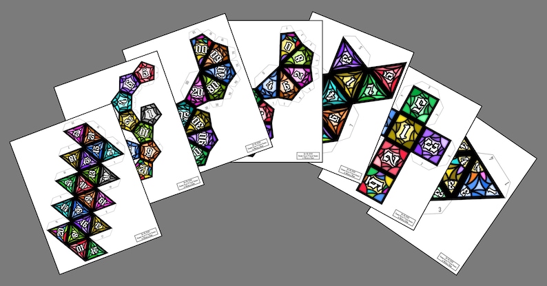 LARGE Stained Glass Paper Dice Decorations Digital Download - Etsy