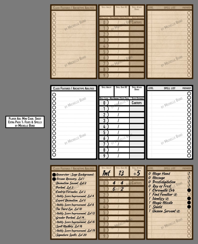 D&D 5e Mini Character Sheet Pocket Size Digital Download - Etsy UK