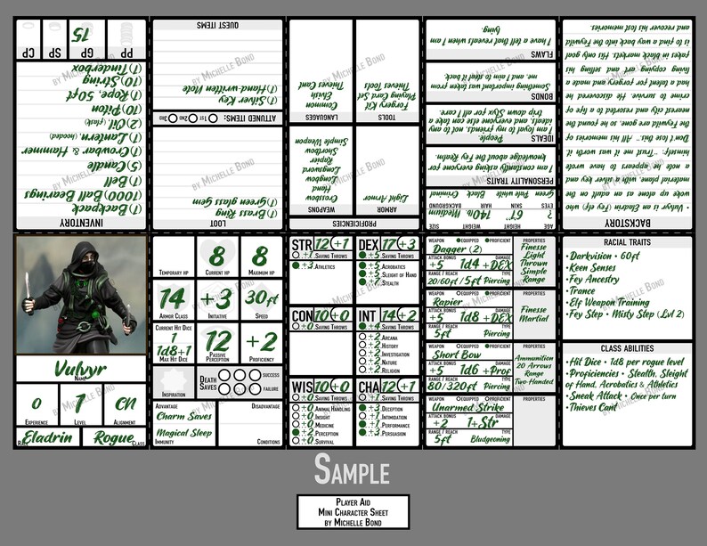 D&D 5e Mini Character Sheet, Pocket Size Digital Download - Etsy Australia