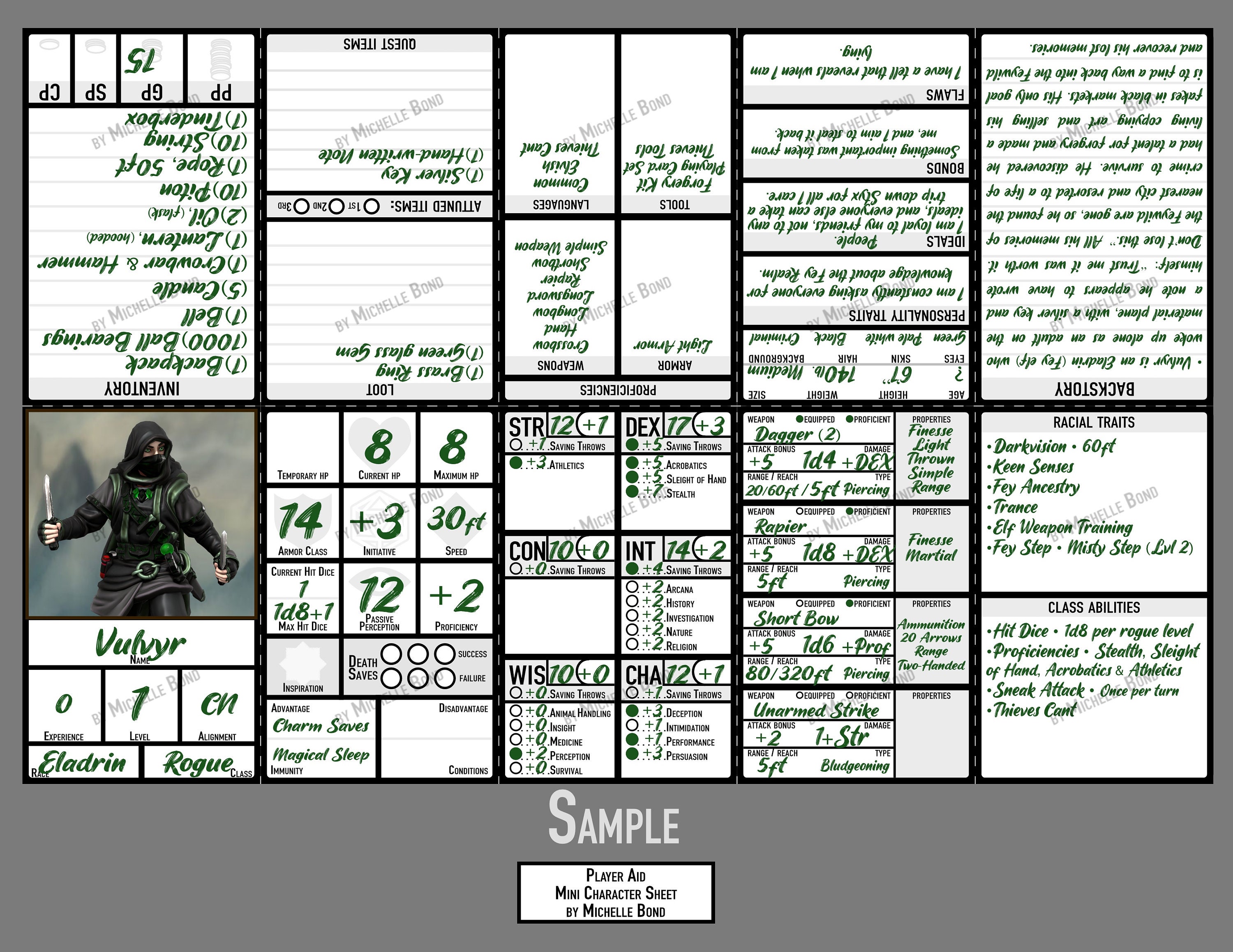 D&D 5e Mini Character Sheet Pocket Size Digital Download - Etsy Ireland