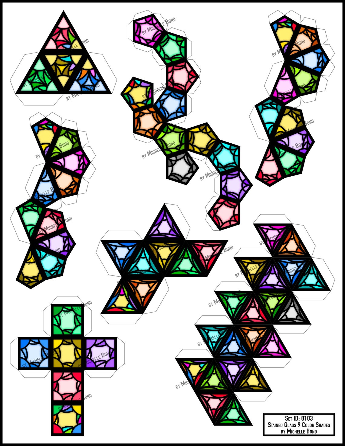 Stained Glass Paper Dice Set Digital Download - Etsy