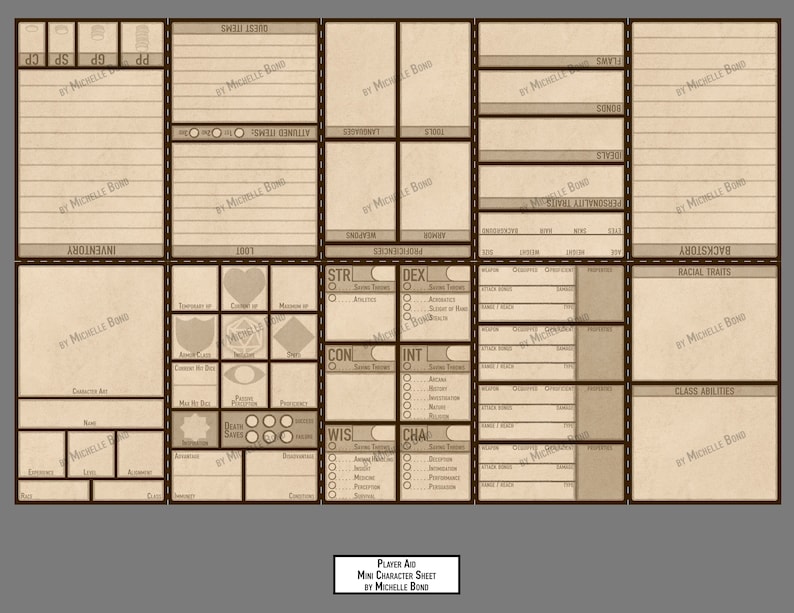 D&D 5e Mini Character Sheet, Pocket Size Digital Download - Etsy