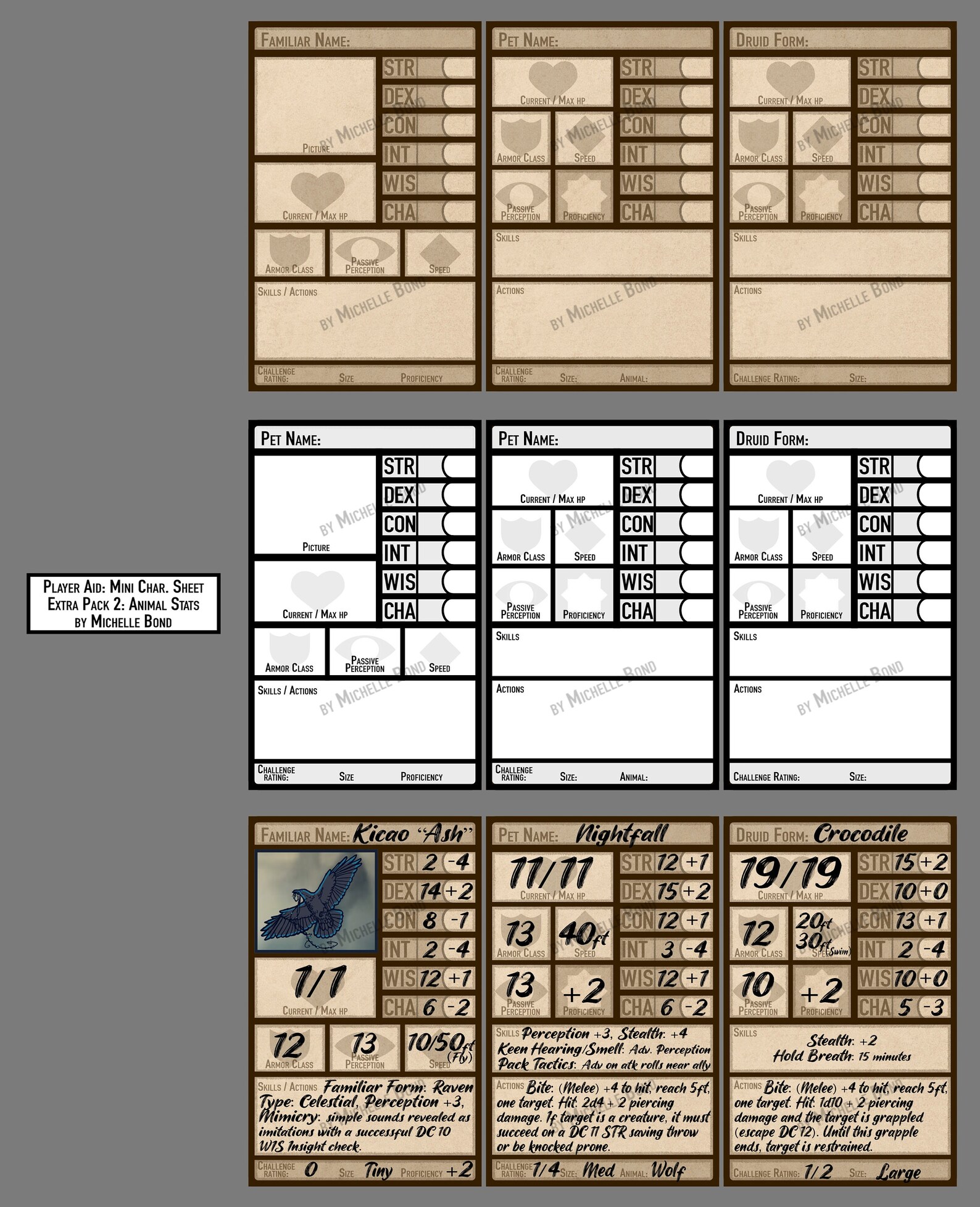 Extra Pack 2 D&D 5e Mini Character Sheet Pages, Pocket Size Digital ...