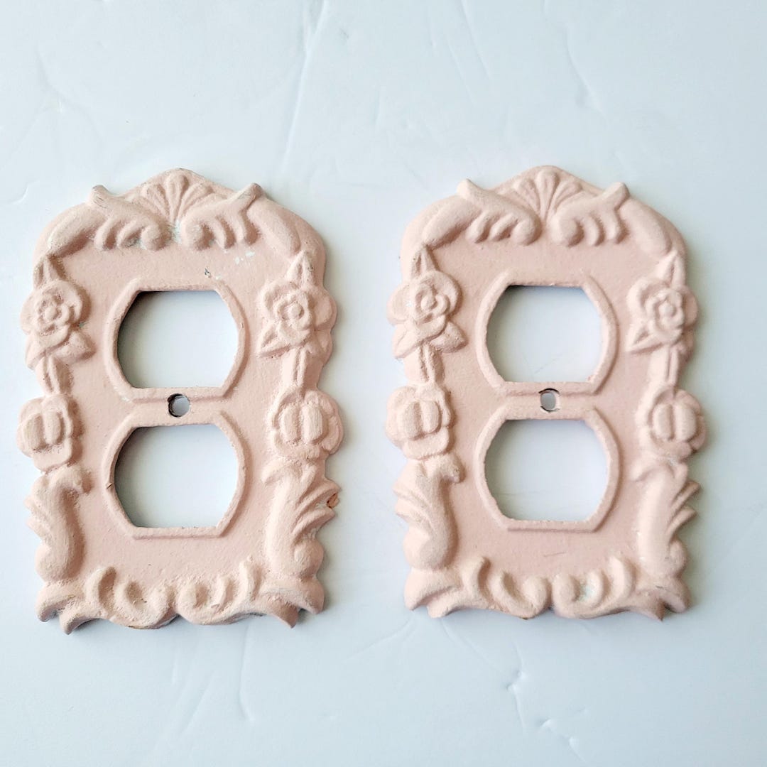 Set of 2 Vintage Cast Iron Shabby Chic Outlet Plate Covers Pink - Etsy