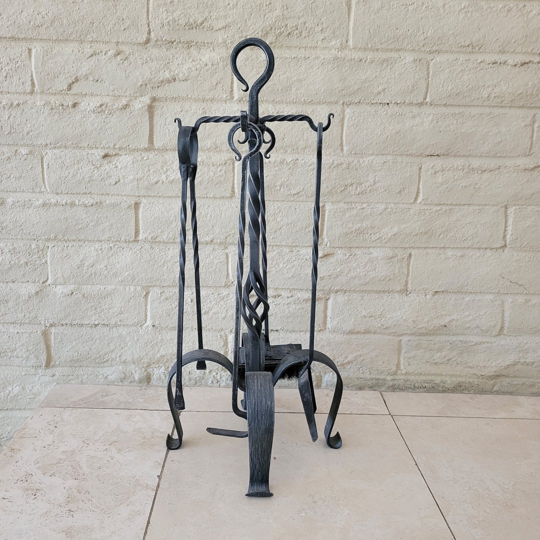 Vintage 1970's Wrought Iron Fireplace Tool Set - Etsy