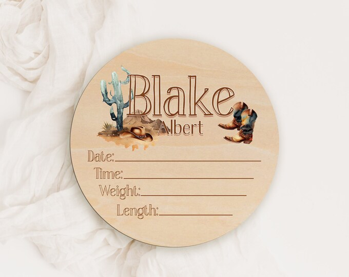 Cowboy Birth Stat Sign Cowboy Sign Western Sign Coming Home ...