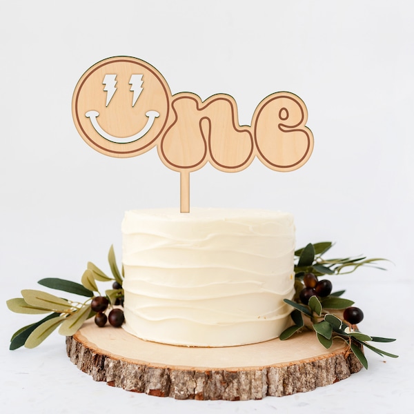 Wood Smiley Face Cake Topper - Etsy