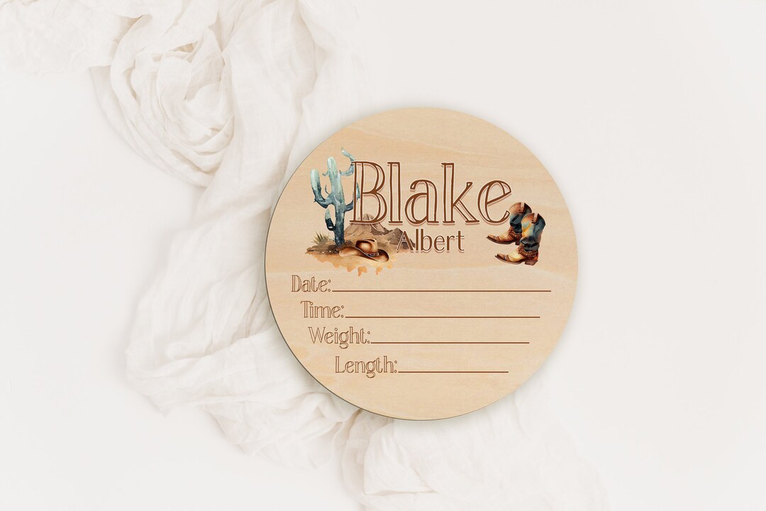 Cowboy Birth Stat Sign - Cowboy Sign - Western Sign - Coming Home ...