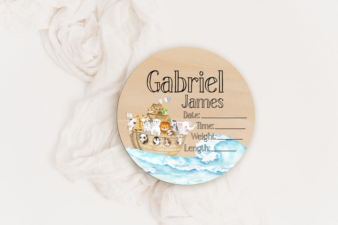 Noah's Ark Birth Stat Sign - Noah's Ark Name Sign - Personalized ...