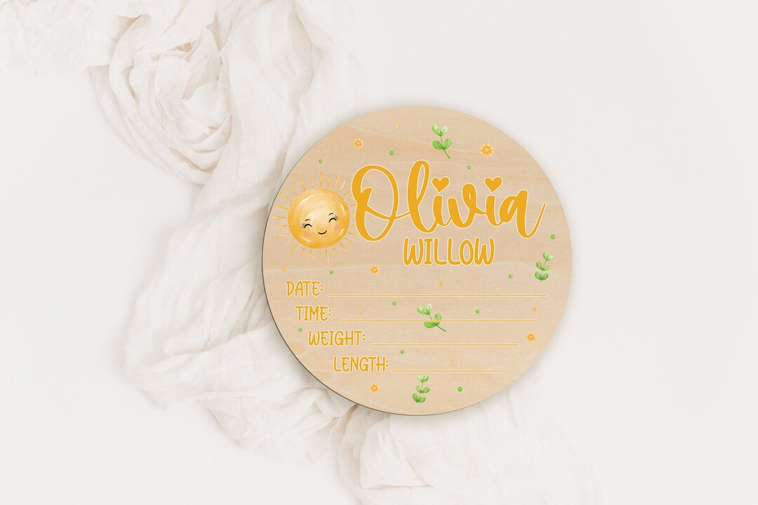Sunshine Birth Stat Sign Personalized Name Sign Newborn Name Sign Baby ...
