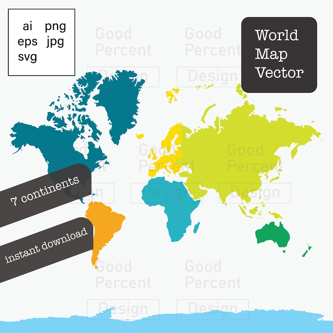 World Map Vector Clipart Instant Download AI EPS SVG Jpg Png Commercial ...
