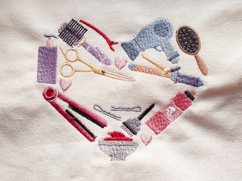 Hair Stylist Heart Custom Machine Embroidery Design, Embroidery Design ...