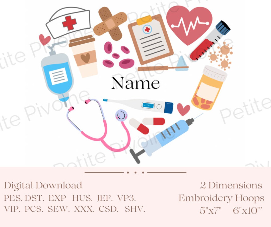 Nurse Heart Custom Machine Embroidery Design, Embroidery Design ...
