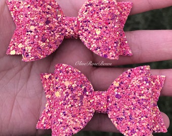 Pink glitter bow | Etsy