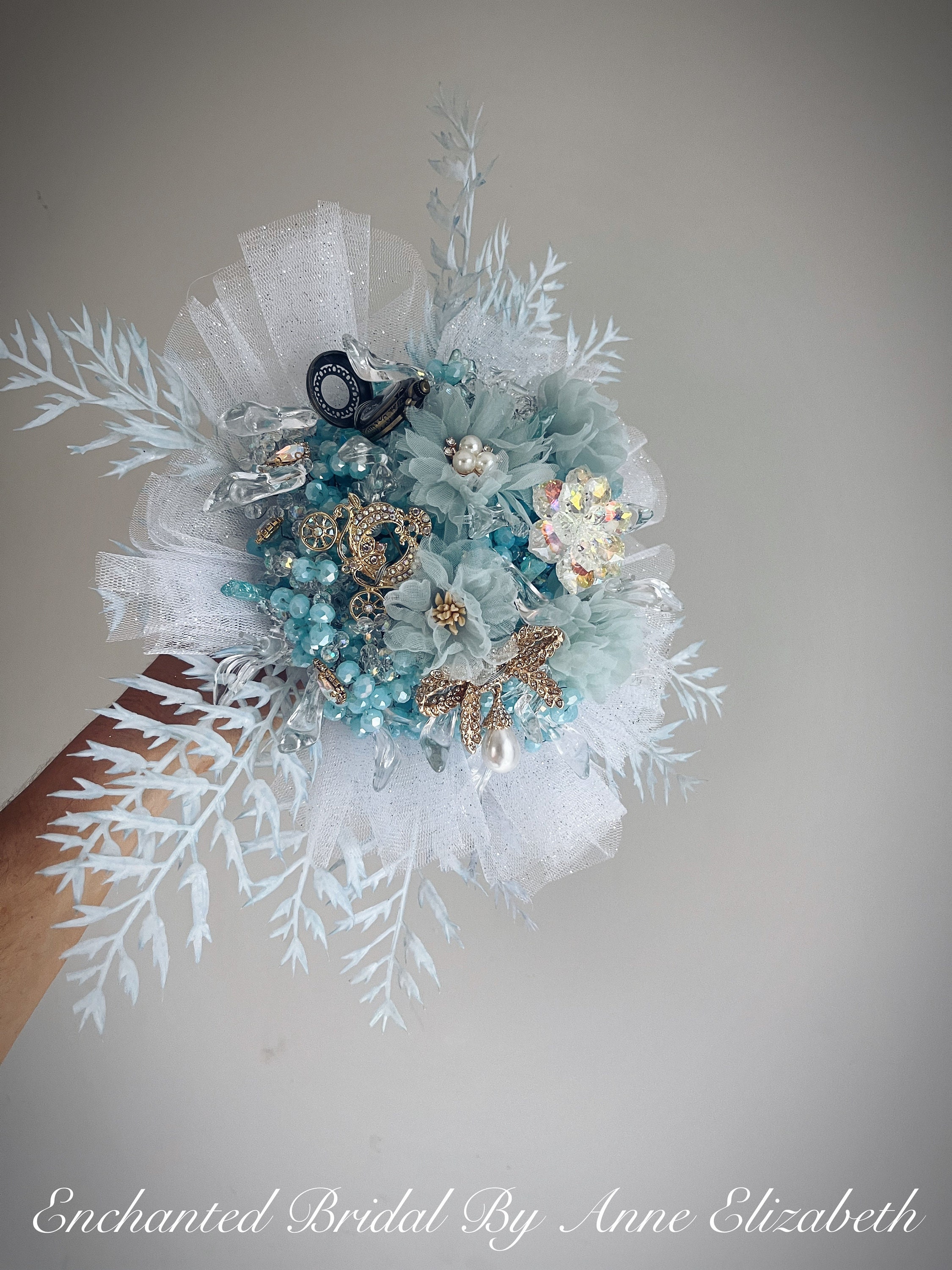 Cinderella Bridal Bouquet Glass Slippers Bead Strike of Midnight ...