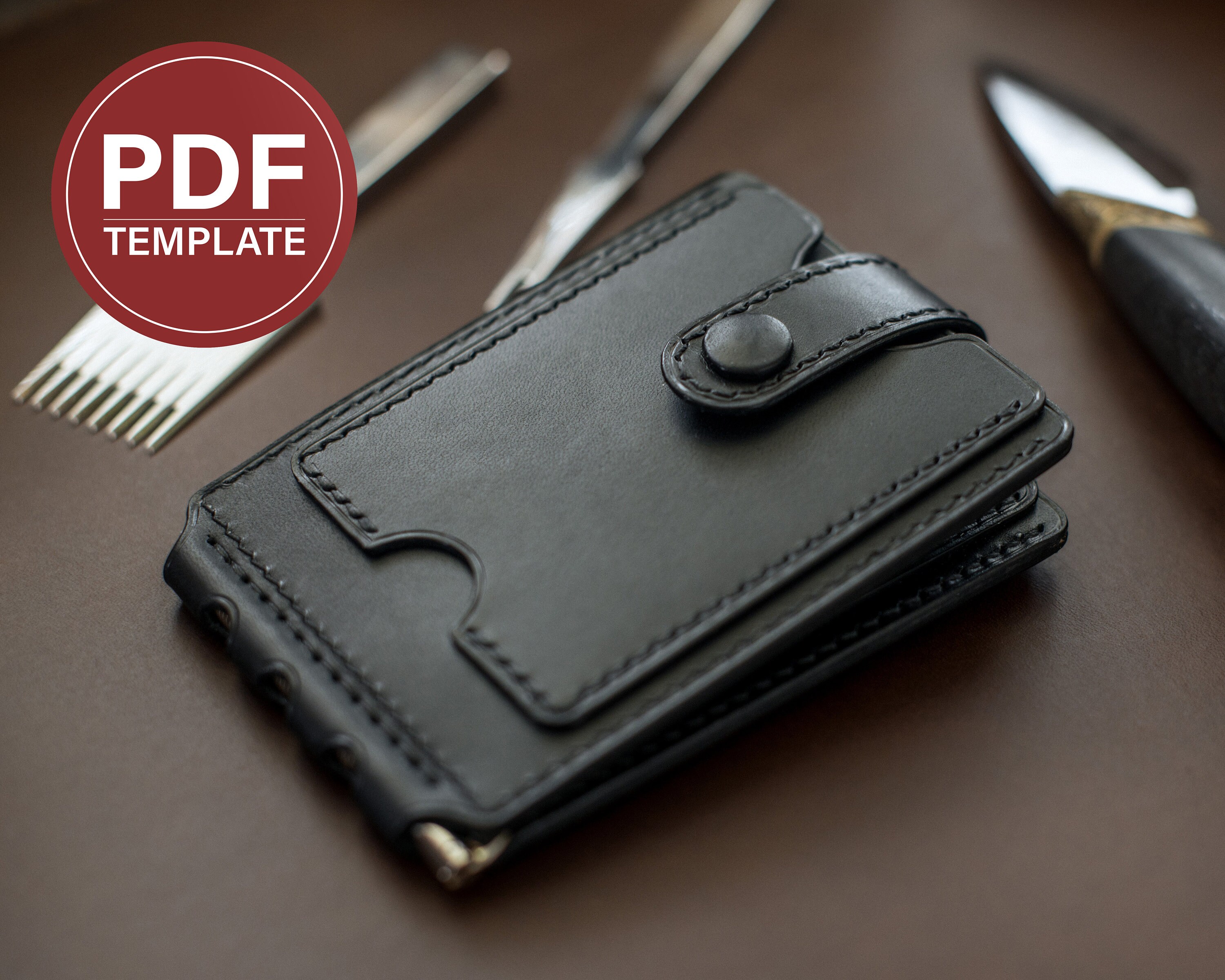 Leather Money Clip PDF Pattern: Flap Wallet SVG Template + Video ...