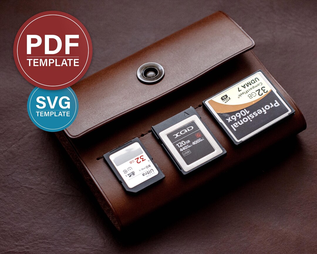 Leather SD Cardholder Pattern Pdf CF Card Wallet Template XQD Card Case Pattern Memory Card Case ...