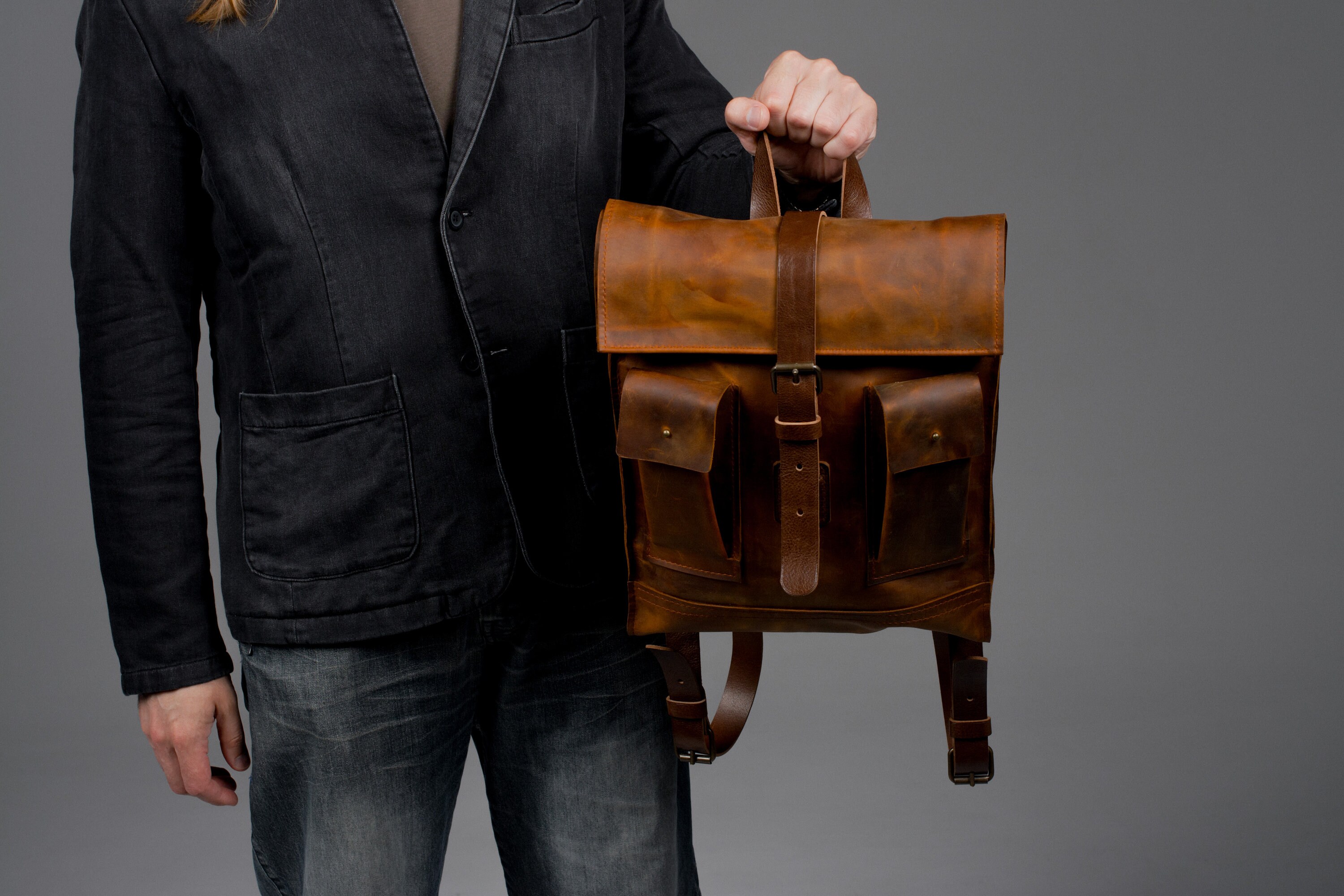 Leather Roll Top Backpack Pattern: Travel Laptop Bag (PDF & SVG ...