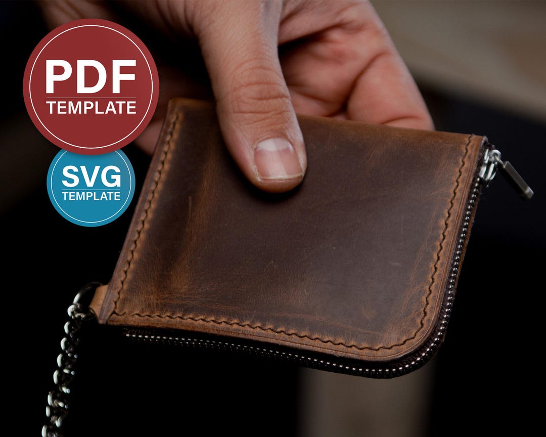 Leather L-type Zipper Wallet PDF Pattern: EDC Pocket Wallet on a Chain ...