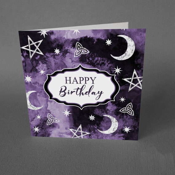 Cosmic Birthday Card Stars Moons Purple Witchy Mystical Goth - Etsy