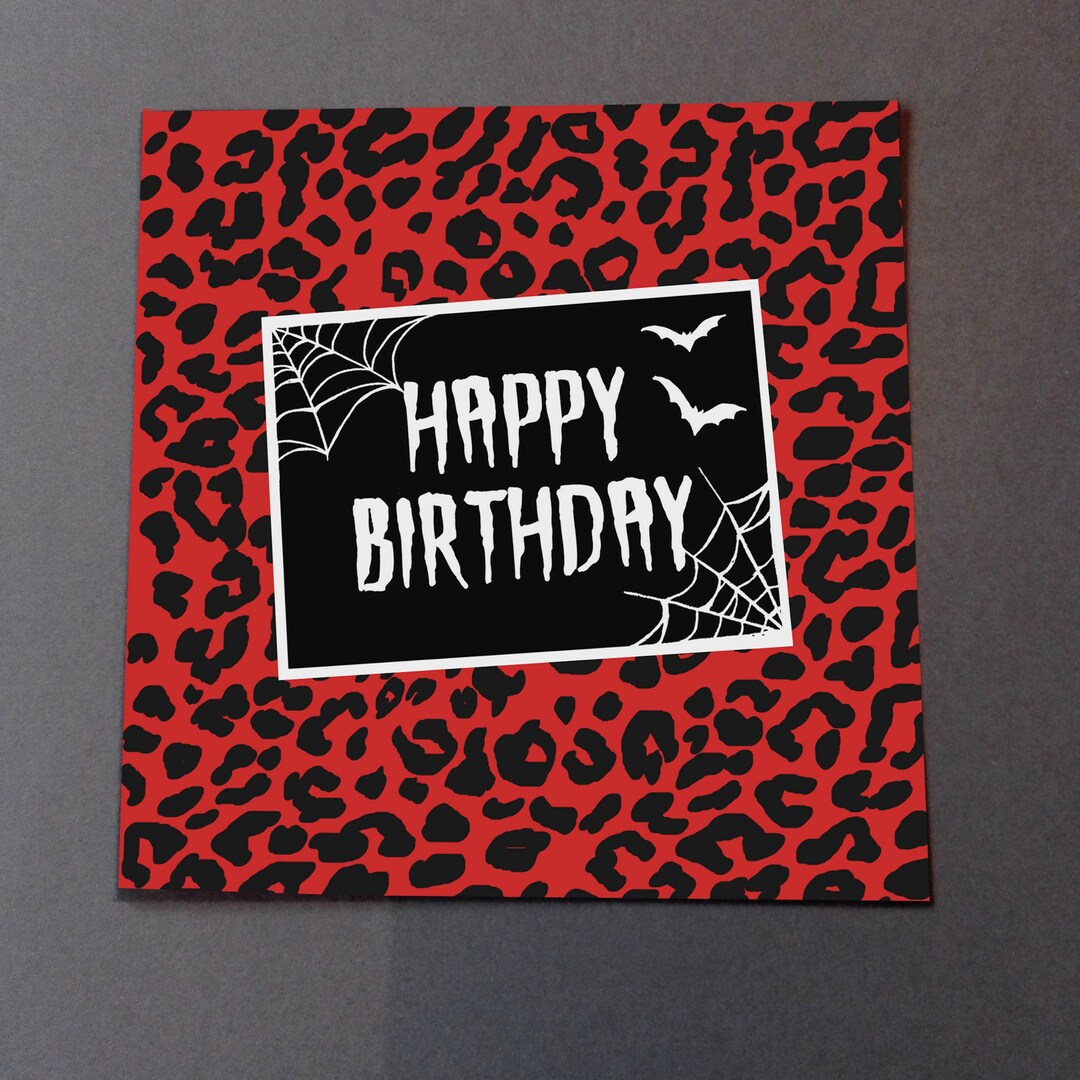 Leopard Print Birthday Card Goth Gothic Psychobilly Punk Tattoo ...