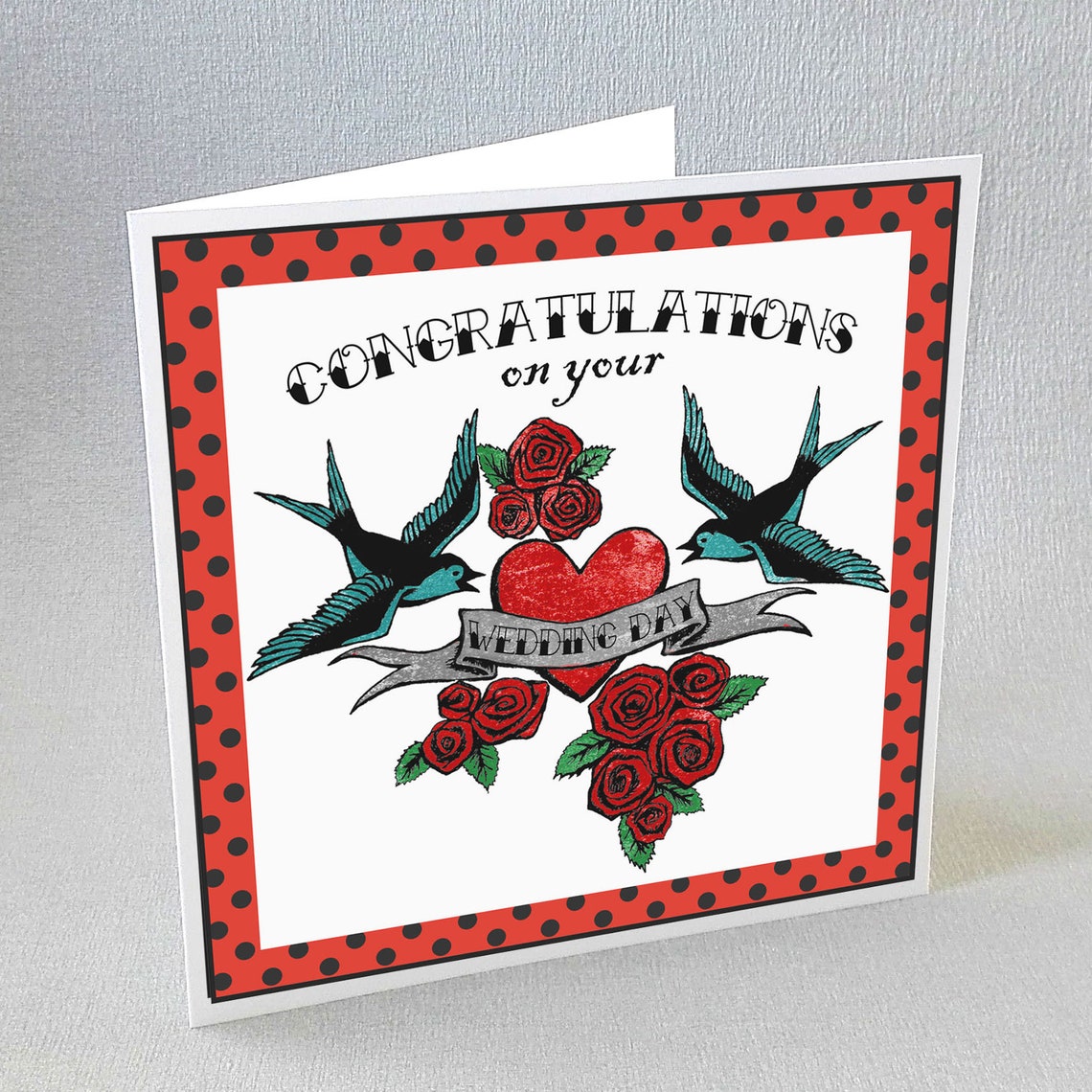 Rockabilly Tattoo Wedding Card Congratulations Engaged Goth | Etsy
