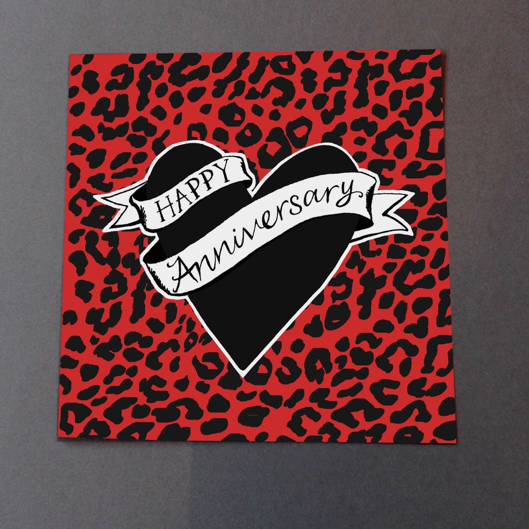 Leopard Print Anniversary Card Goth Gothic Psychobilly Punk Tattoo ...