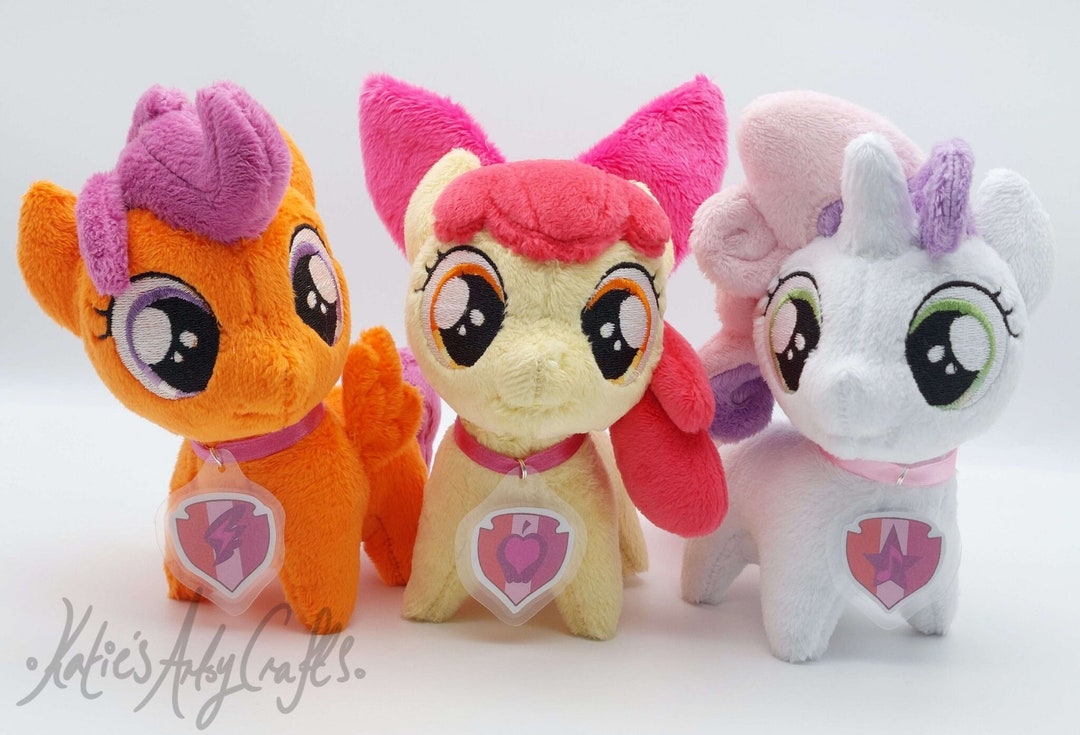 Pony Plush G4 Inspired Crusaders 6 Mini Chibi Plushies Apple Bloom Scootaloo Sweetie Belle Made ...