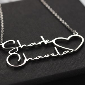 Two Name Necklace With Heart, Dainty Family Necklace, 2 Names Necklace ...