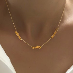 14k Gold Three Names Necklace Multiple Name Necklace Personalized ...
