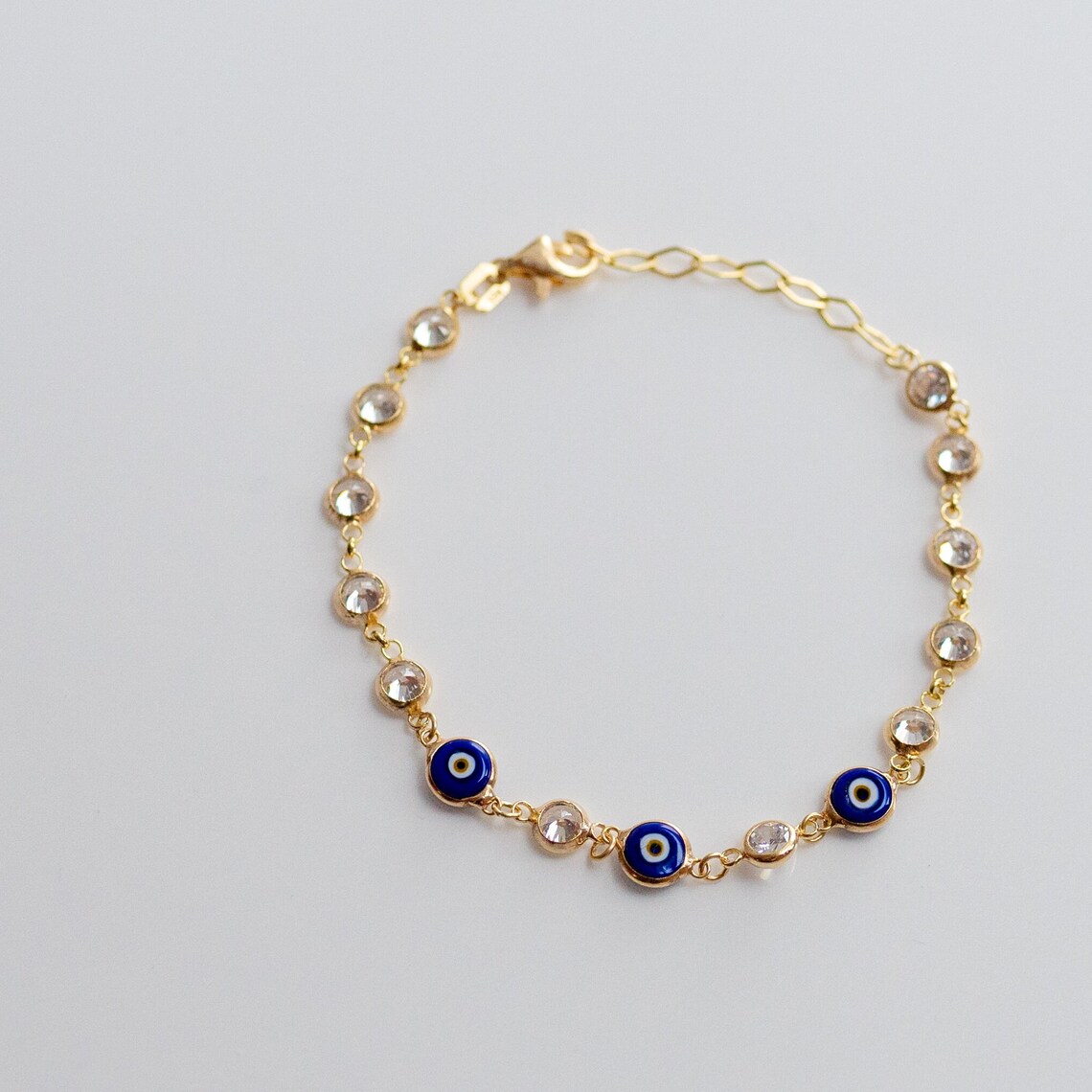 14k Solid Gold Evil Eye Bracelet Bracelet With Evil Eye - Etsy