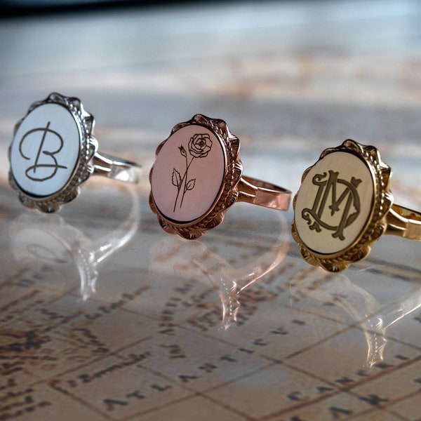 Monogram Ring - Etsy