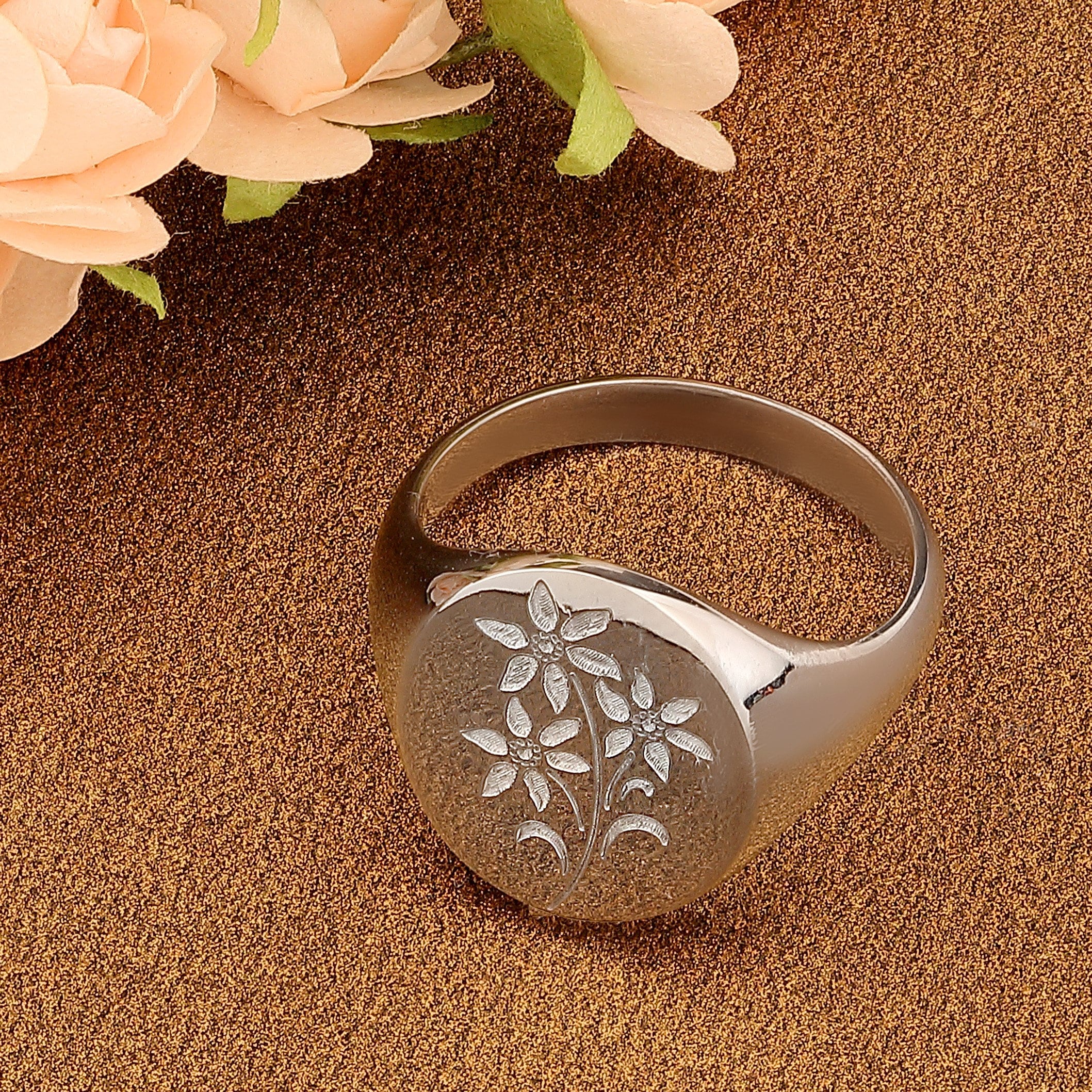 Signet ring women signet ring Engraved Signet Ring | Etsy