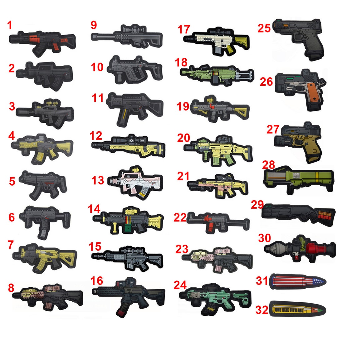 3D PVC Rubber Guns AK47 Weapons Bullet Airsoft Hook Patch Fastener ...