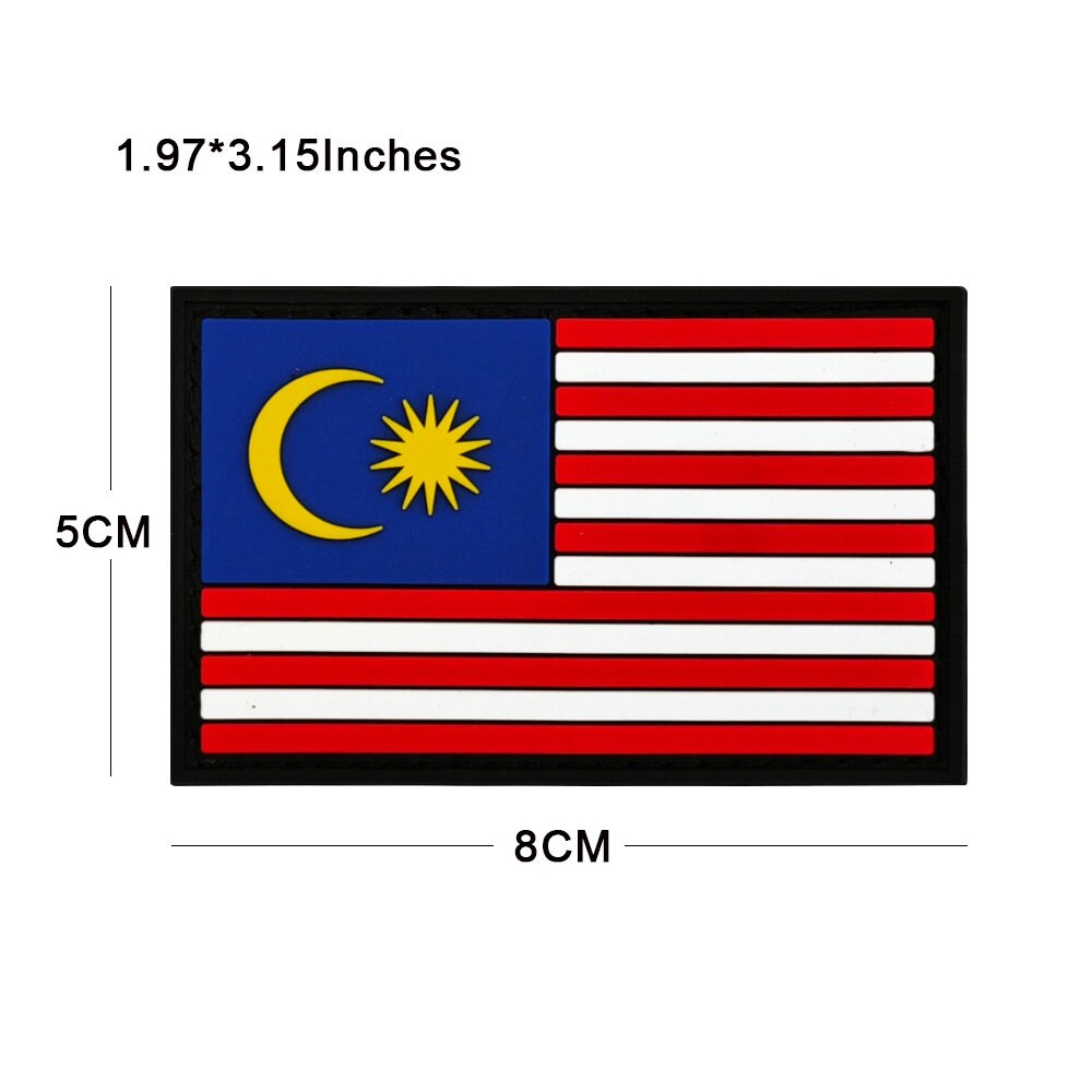 National Flag Asia 3D PVC Rubber Patch Hook Back Decorative Badges ...