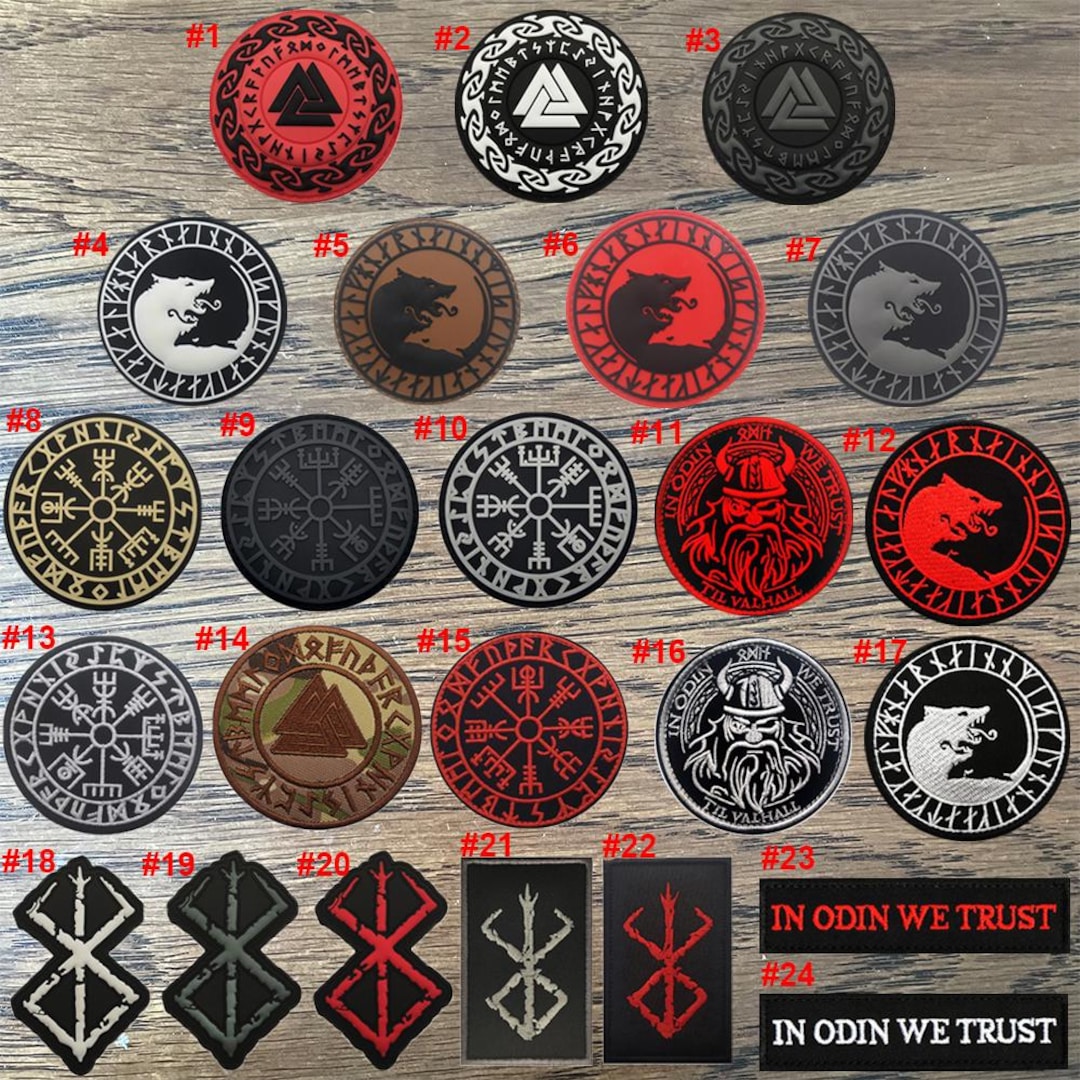 Viking Wolf Valhalla Norse Rune Round Patch Northern Europe Compass 3D PVC Rubber Glow in Dark ...