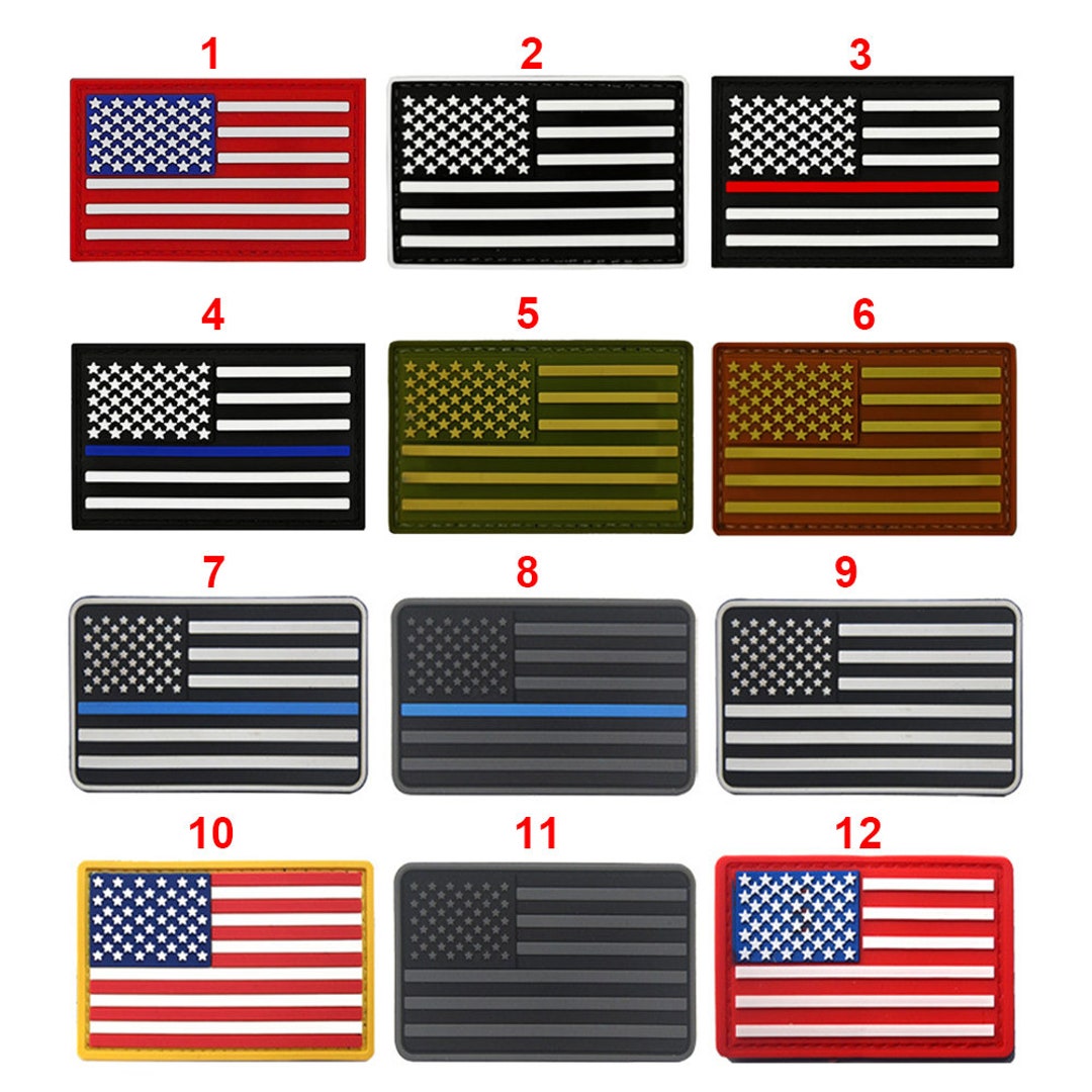 US Flag PVC Patch USA United States of America Thin Blue Line Military ...