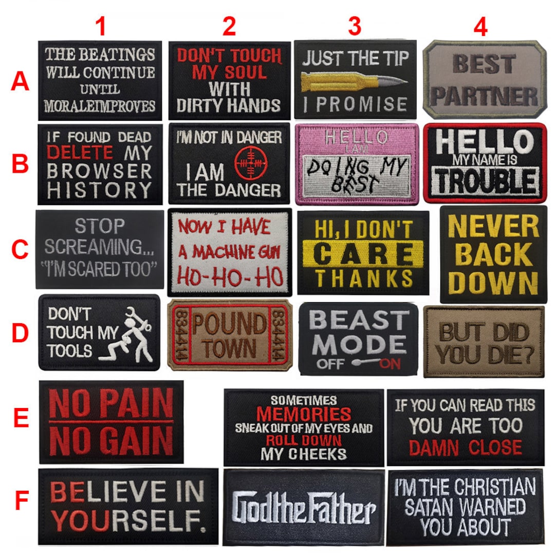 English Alphabet Motivational Phrases Embroidered Patches Biker Saying ...