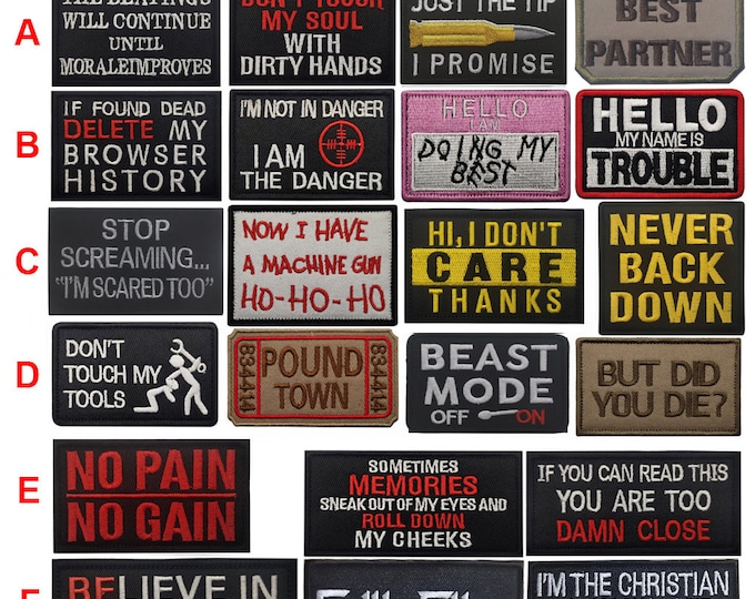 English Alphabet Motivational Phrases Embroidered Patches Biker Saying ...
